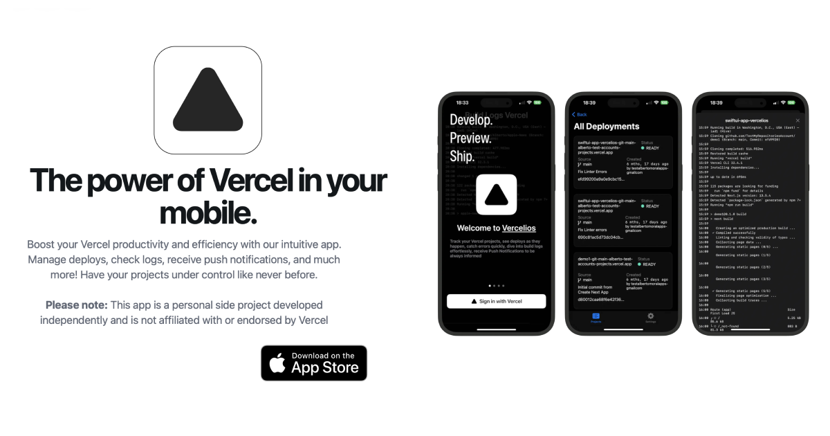 Vercelios - Vercel App for iOS Deployment Management
